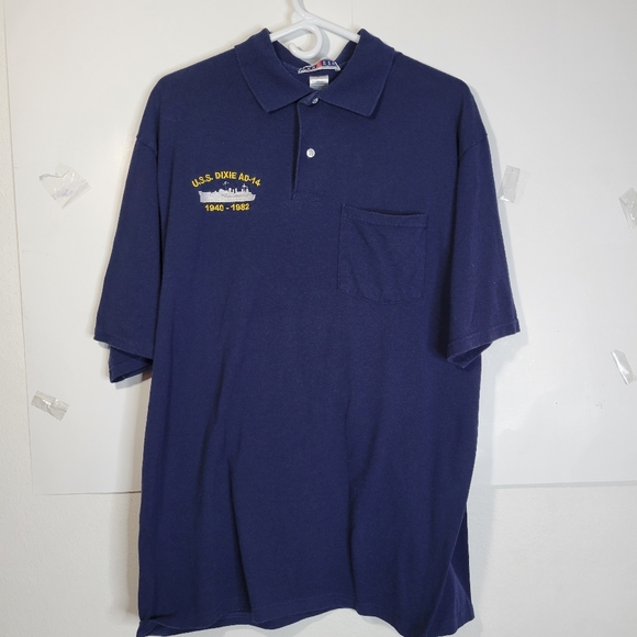 Jerzees | Shirts | Mens Navy Blue Uss Dixie 941982 Polo Size X Large I ...